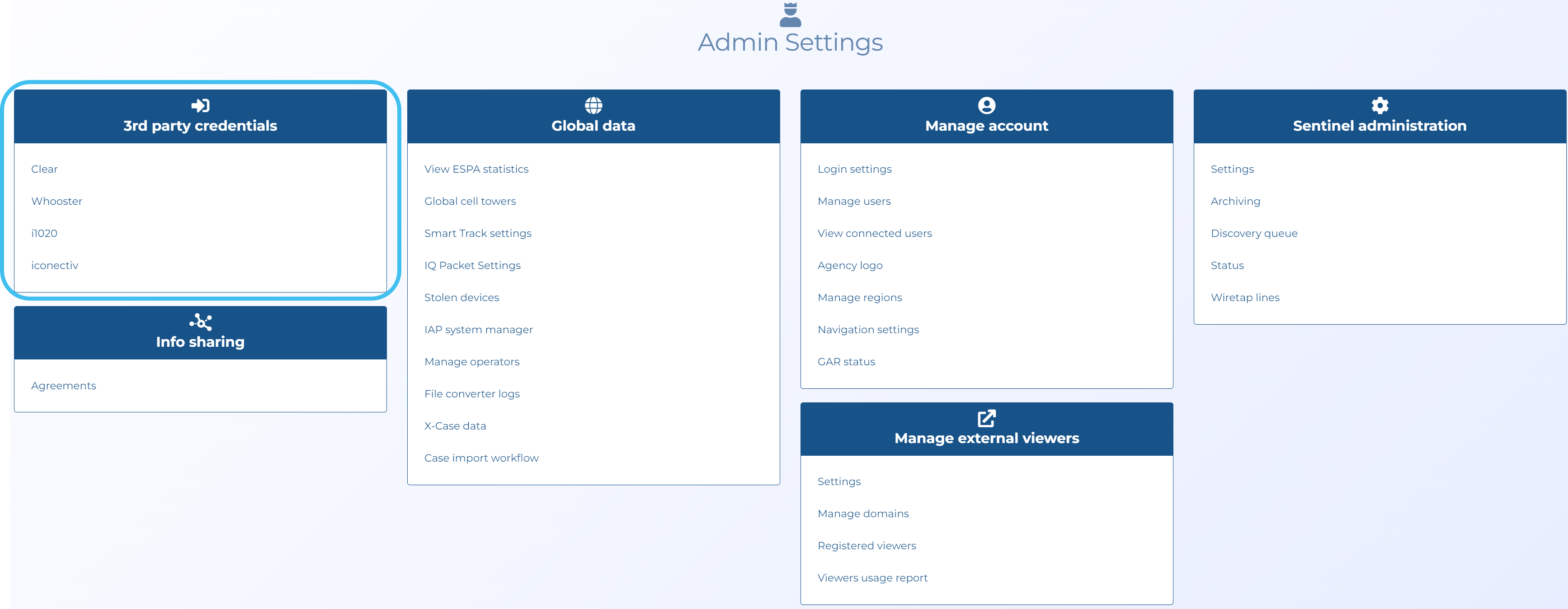Adding 3rd party credentials