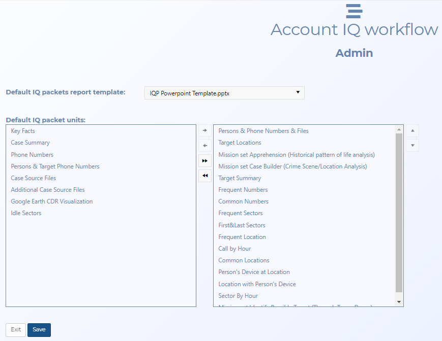 Account IQ workflow screen